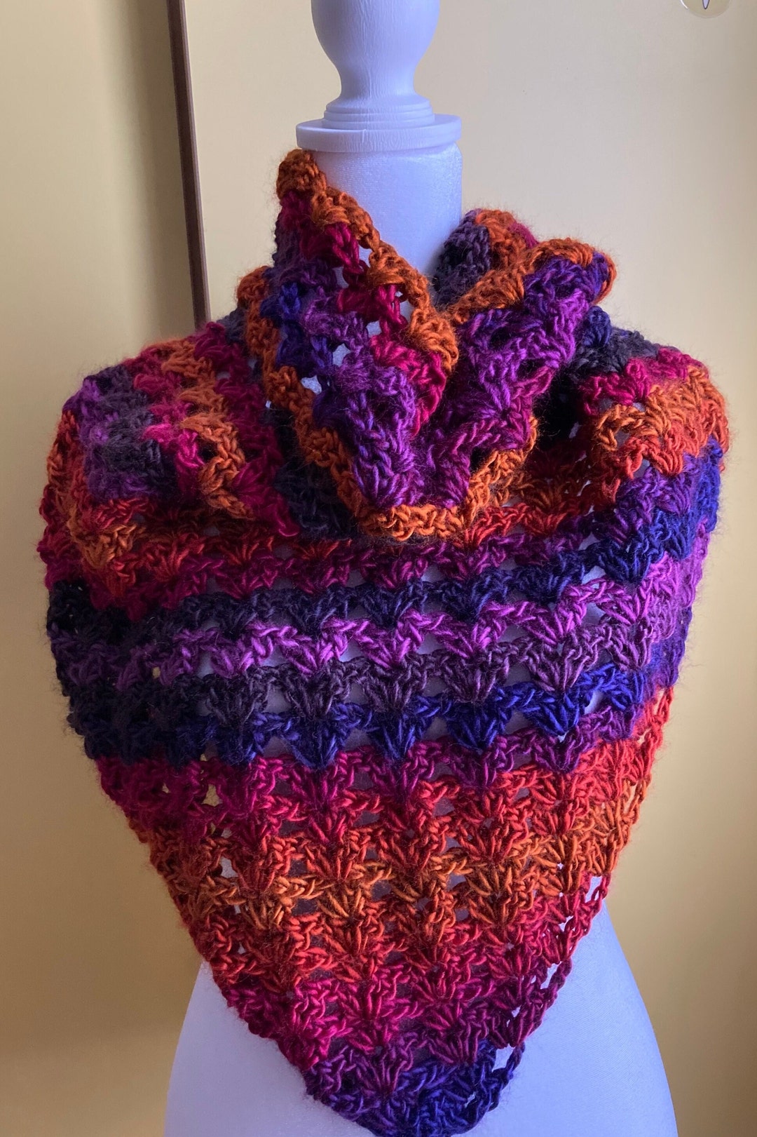 Crocheted Cowl/crocheted Shawl/vibrant Crocheted Cowl Shawl/purple ...