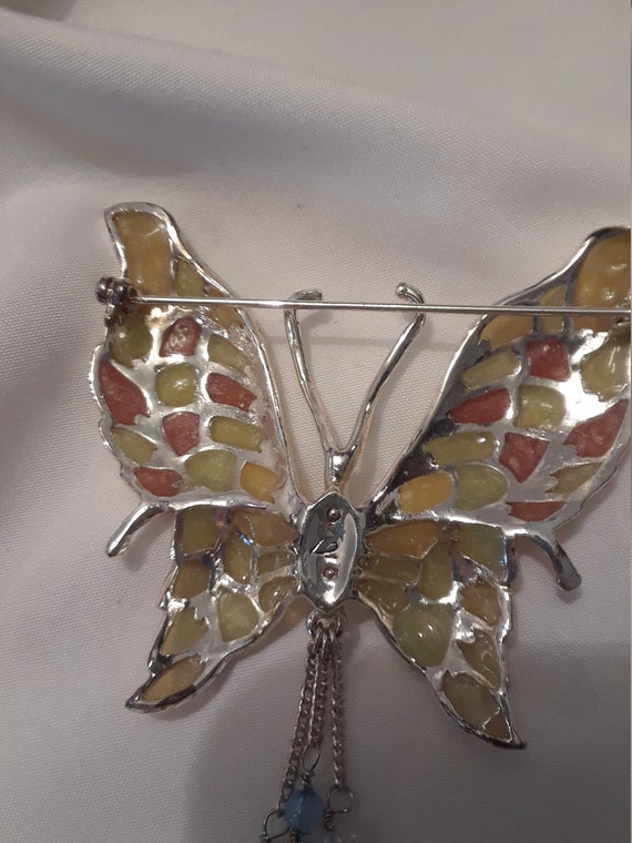 Butterfly Stained Glass Style Brooch - Gem