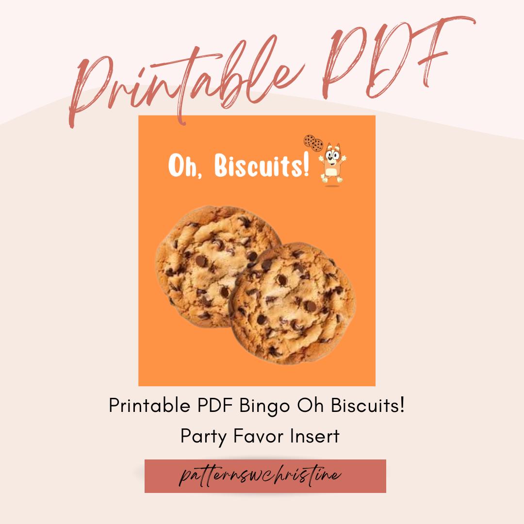Bingo Oh, Biscuits Printable PDF Blue Balloon Party Favor Birthday ...