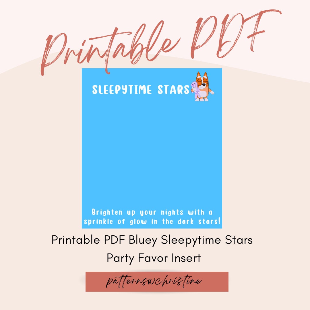 Sleepytime Stars Printable PDF Blue Dog Party Favor Birthday ...