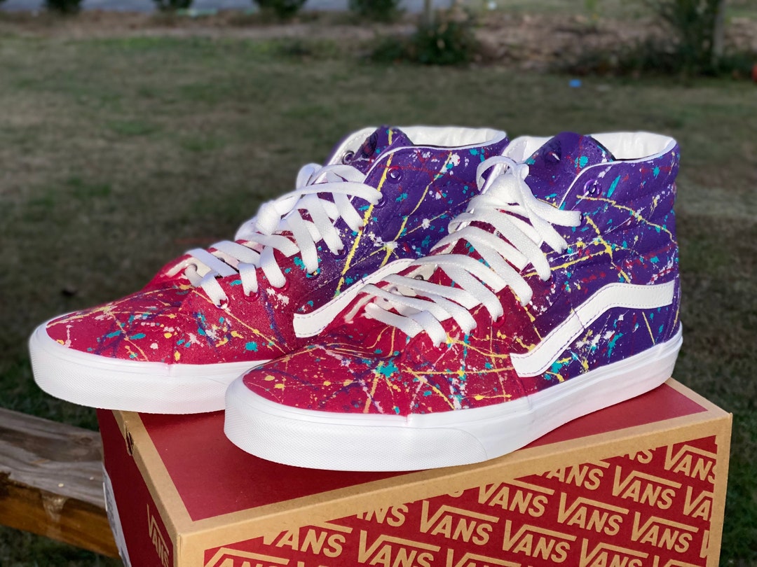 Custom Multicolor Splatter High Top Vans - Etsy