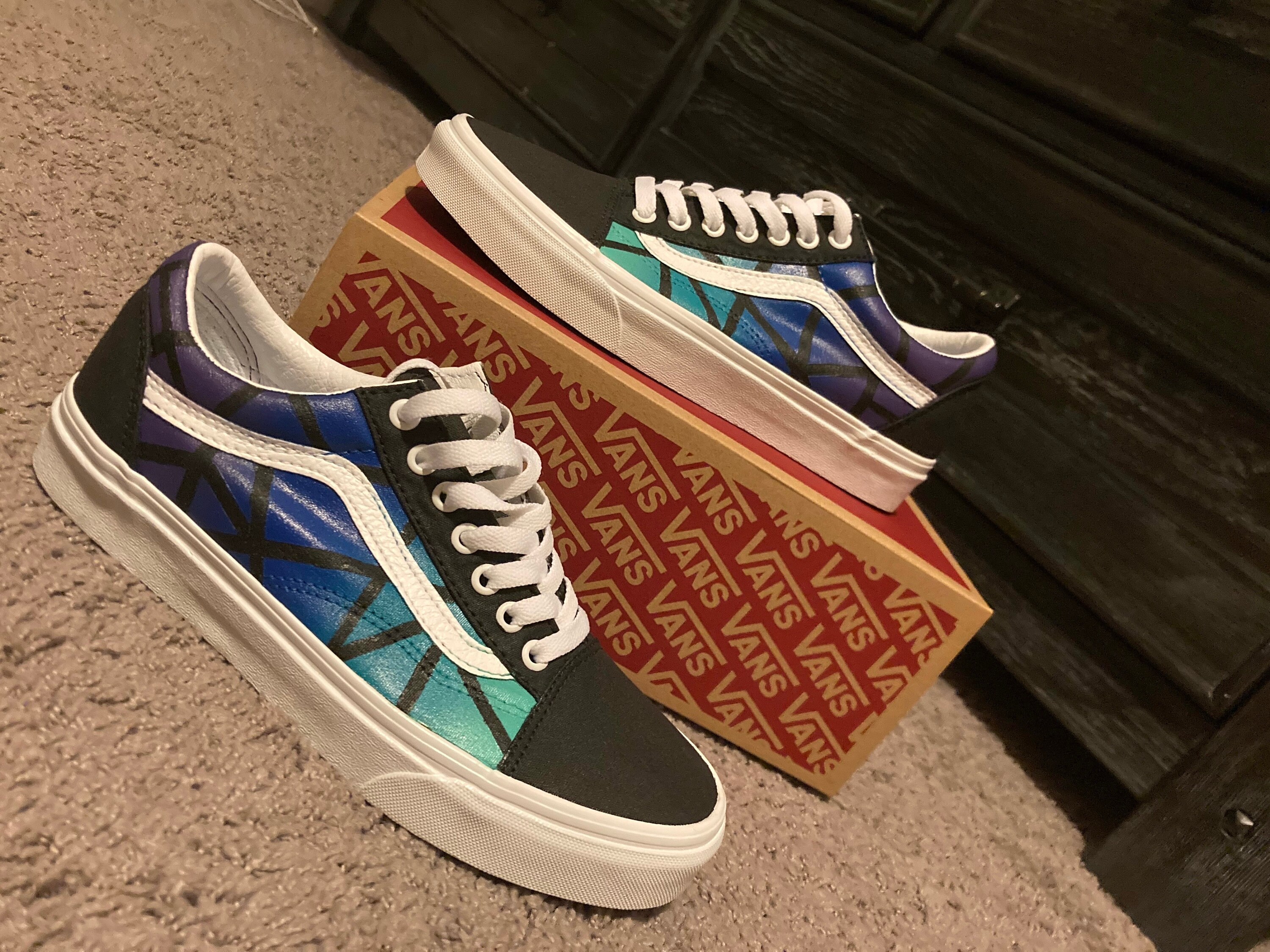 Custom Painted Triangle Gradient Pattern Vans - Etsy