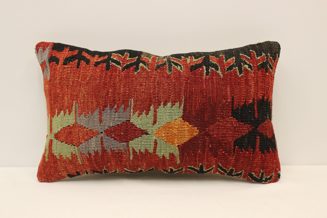 Turkish Kilim Cushion Cover, 12x20 In, 30x50 Cm, Throw Pillow Case ...