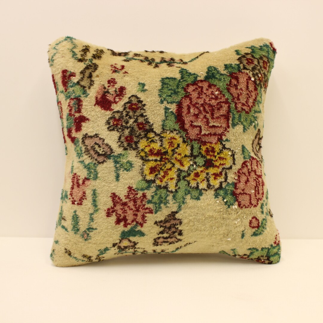 Vintage Rug Throw Pillow Cover, 18x18 in 45x45 Cm, Turkish Rug Pillow ...