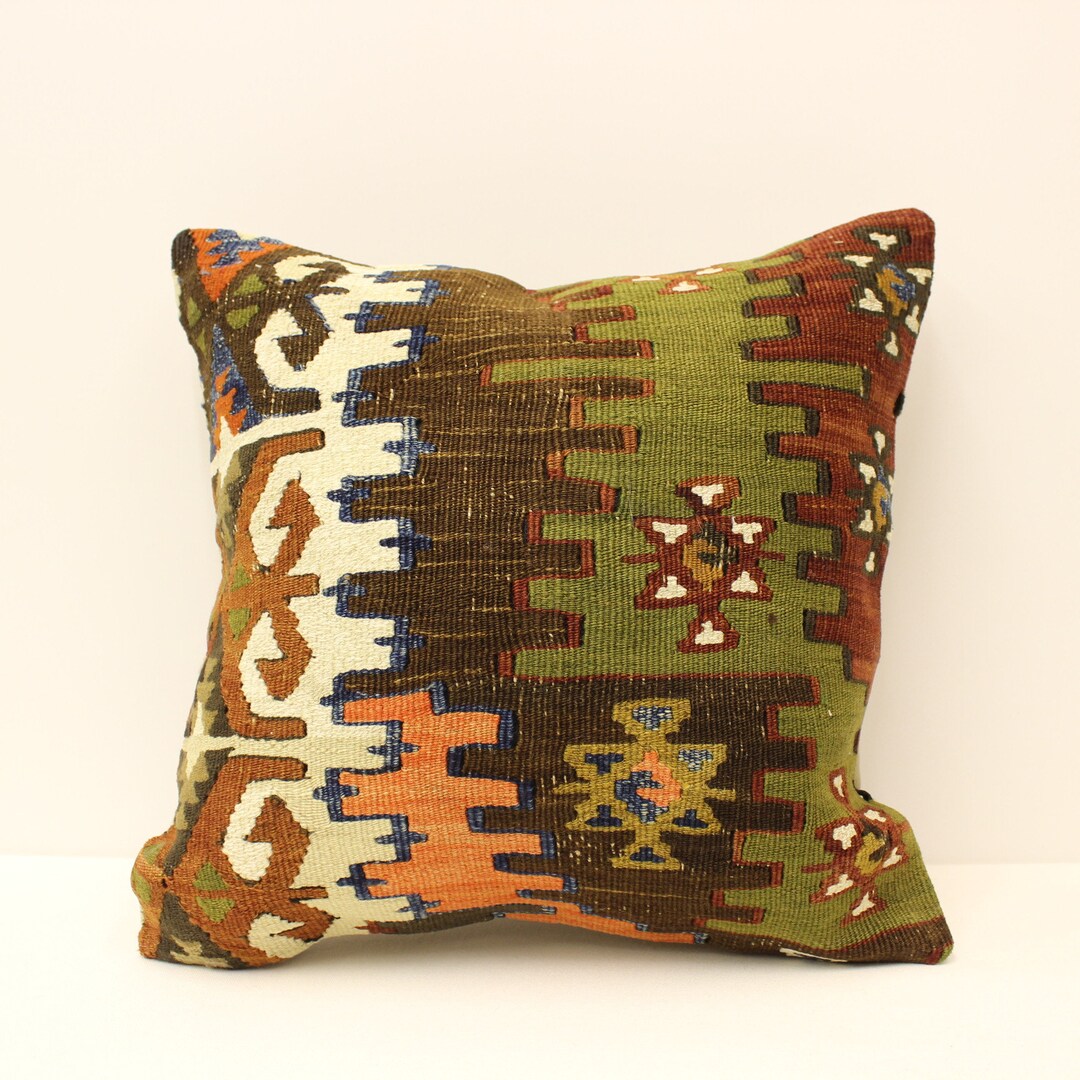 Handmade Pillow Cover, 18x18 in 45x45 Cm, Brown Red Yellow Flaming ...