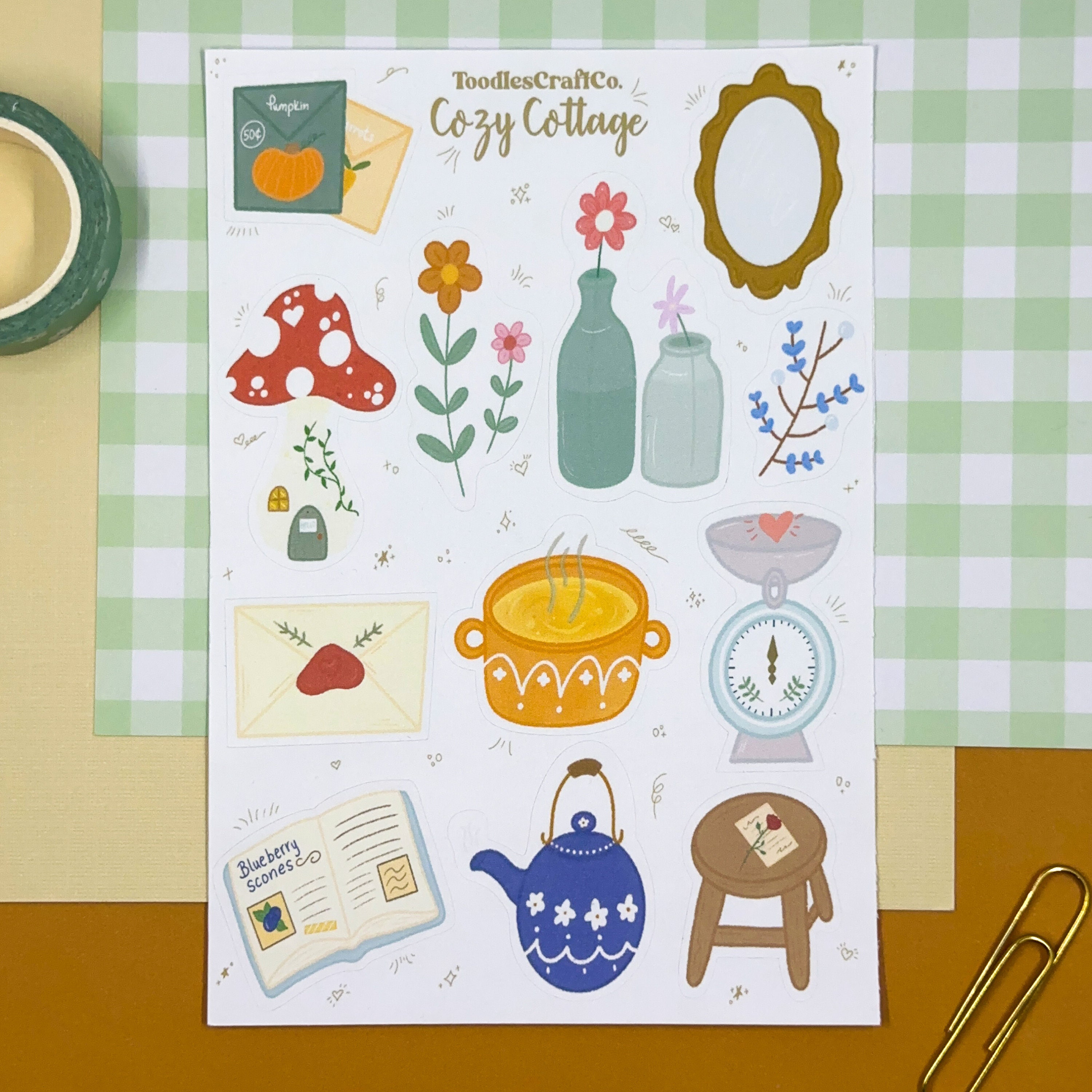 Cottagecore Sticker Sheet Planner Stickers, Bullet Journal Stickers ...