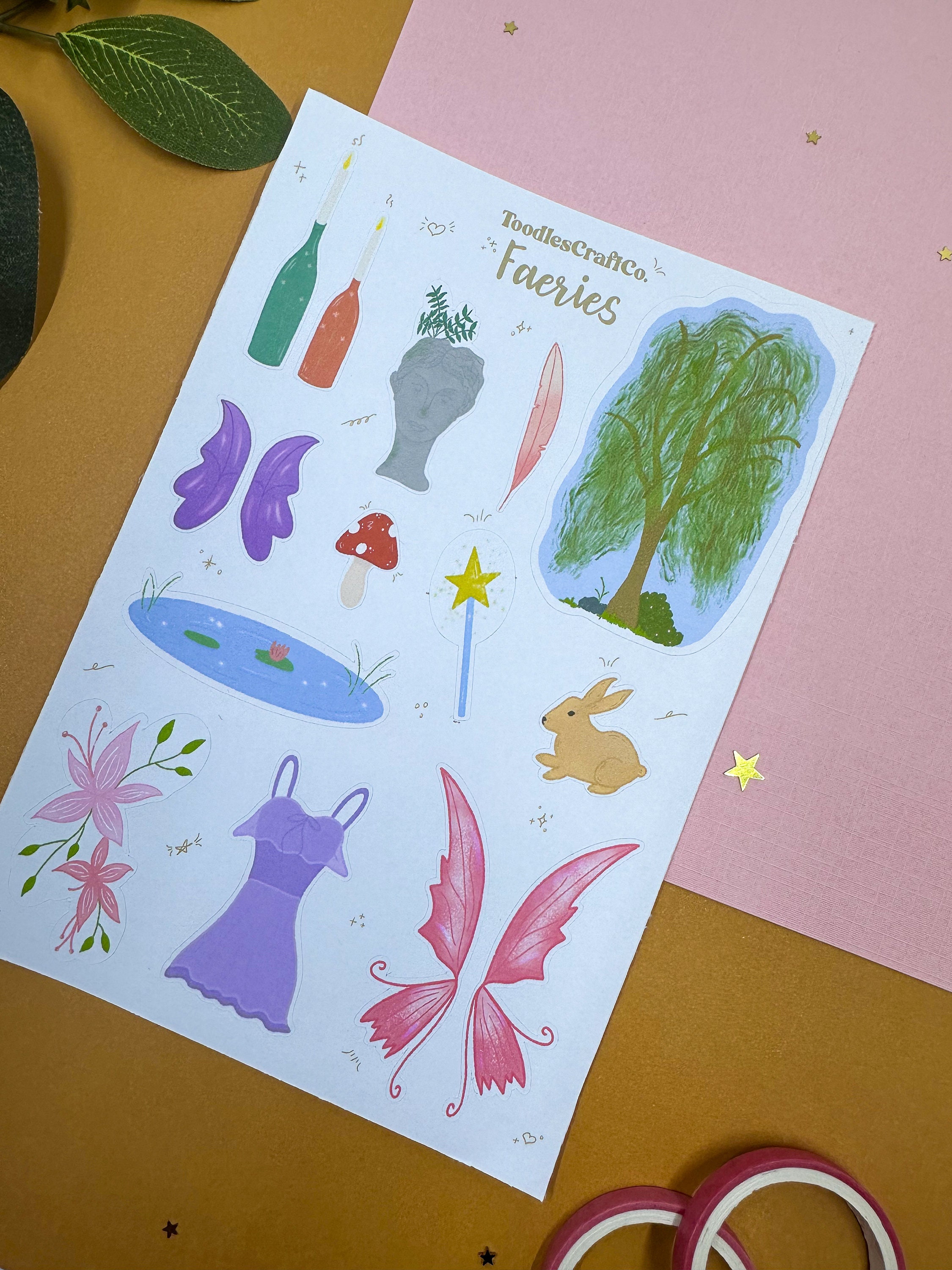 Sticker Sheet Faeries Cottagecore, Bullet Journal Stickers, Fairy - Etsy