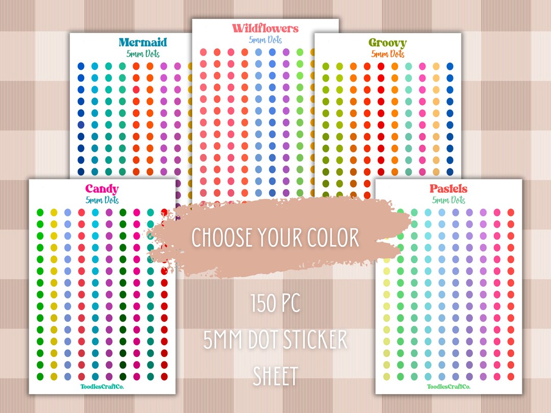 Dot Stickers 5mm Opaque Choose Your Color Planner Sticker Sheets Daily ...