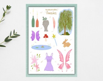 Fairy Forest Sticker Sheet Aesthetic Fairycore Stickers, Bullet Journal ...