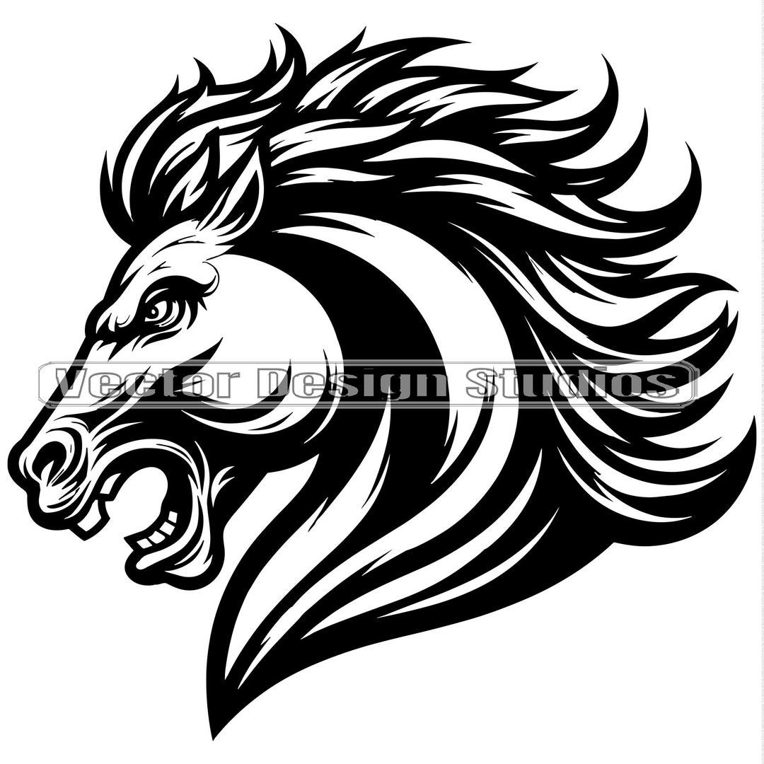 Stallion Horse Svg & PNG Files, Horse Head Logo Design Clipart, Mustang ...