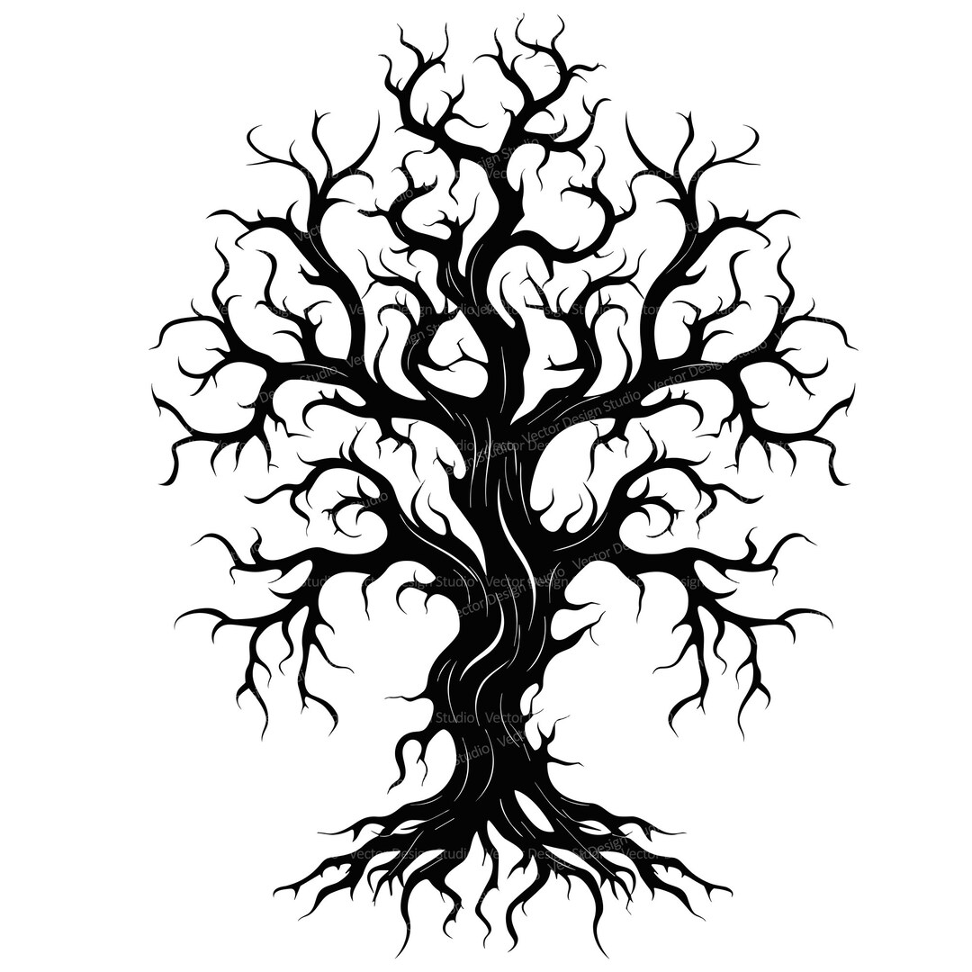 Dead Tree With Roots Svg & PNG Files, Halloween Fall Tree Clipart ...