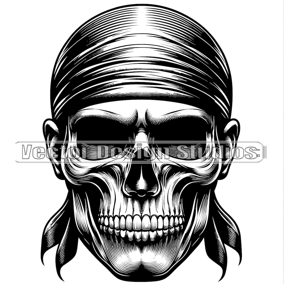Grunge Skull Svg & PNG Files, Skull Wearing Durag Clipart Vector Image ...