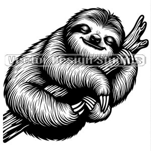 Cute Sloth Svg & PNG Files, Sleeping Sloth Clipart Silhouette Vector ...