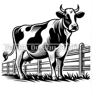 Cute Cow With Fence SVG File - Cow Farm Animal Vector Images ...