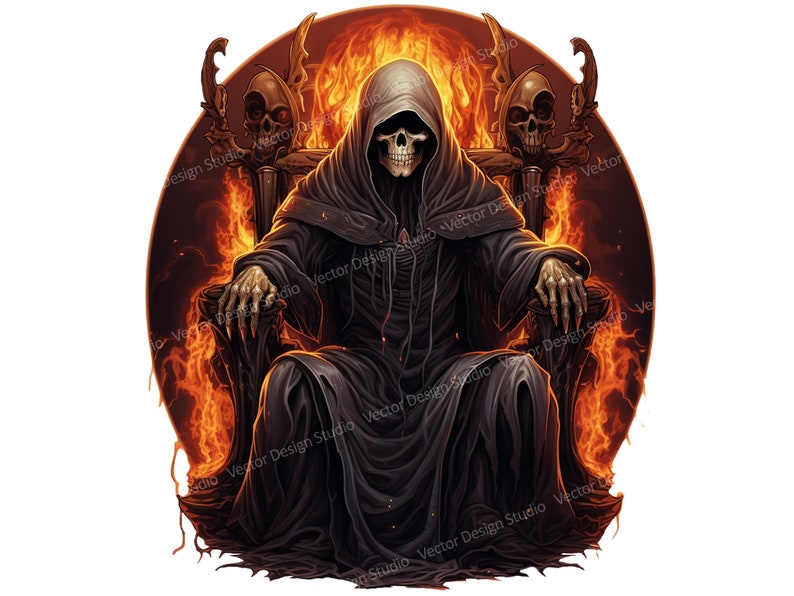 Grim Reaper Png for Sublimation T Shirt Design, Grim Reaper on Flaming ...