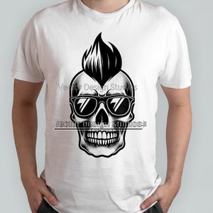 Grunge Punk Skull Svg & PNG Files, Skull Tattoo Clipart, Silhouette ...