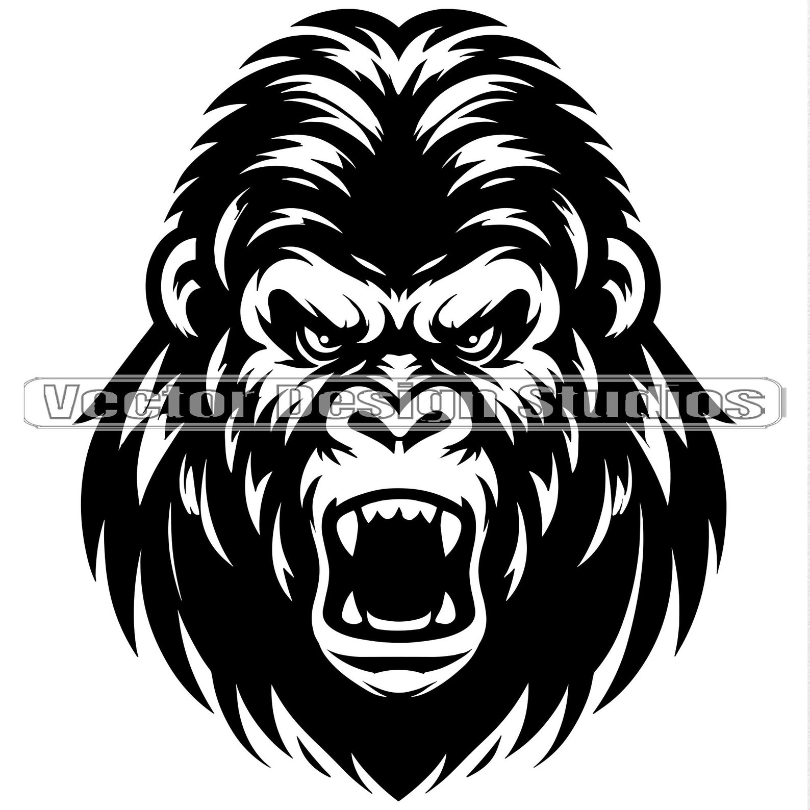 Growling Gorilla Head SVG, PNG, Ape Mascot Clipart (digital Download ...