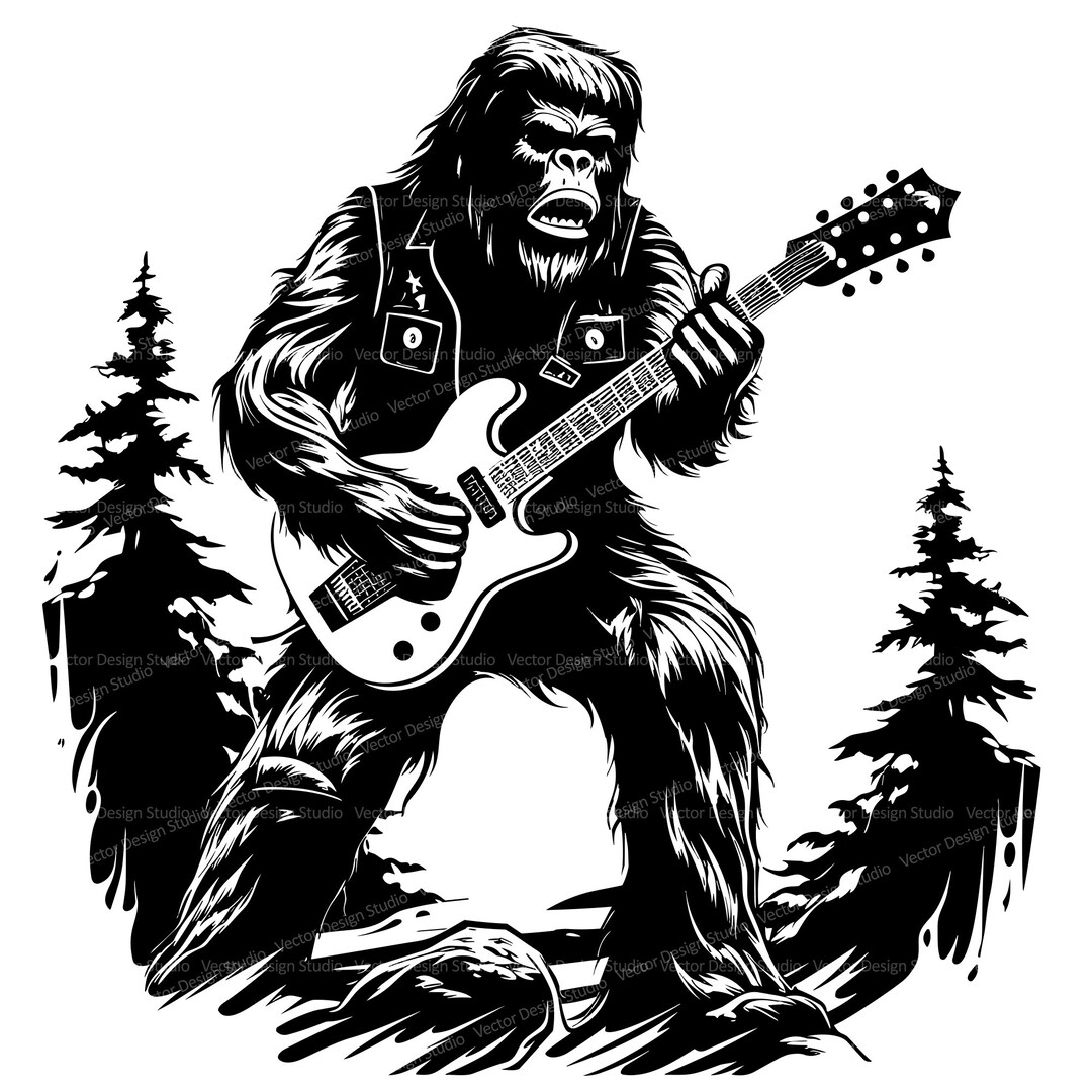 Bigfoot Playing Guitar SVG, PNG, Vector Clipart (transparent) - Etsy