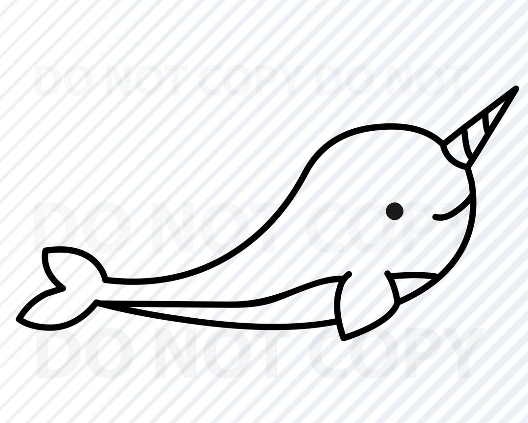 Narwhal Outline SVG Files - Vector Images Clipart -narwhale SVG File ...