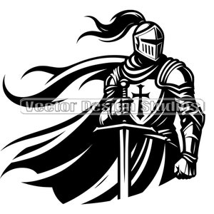 Knights Templar Clip Art Medieval Knight. Templar Knight Illustration.