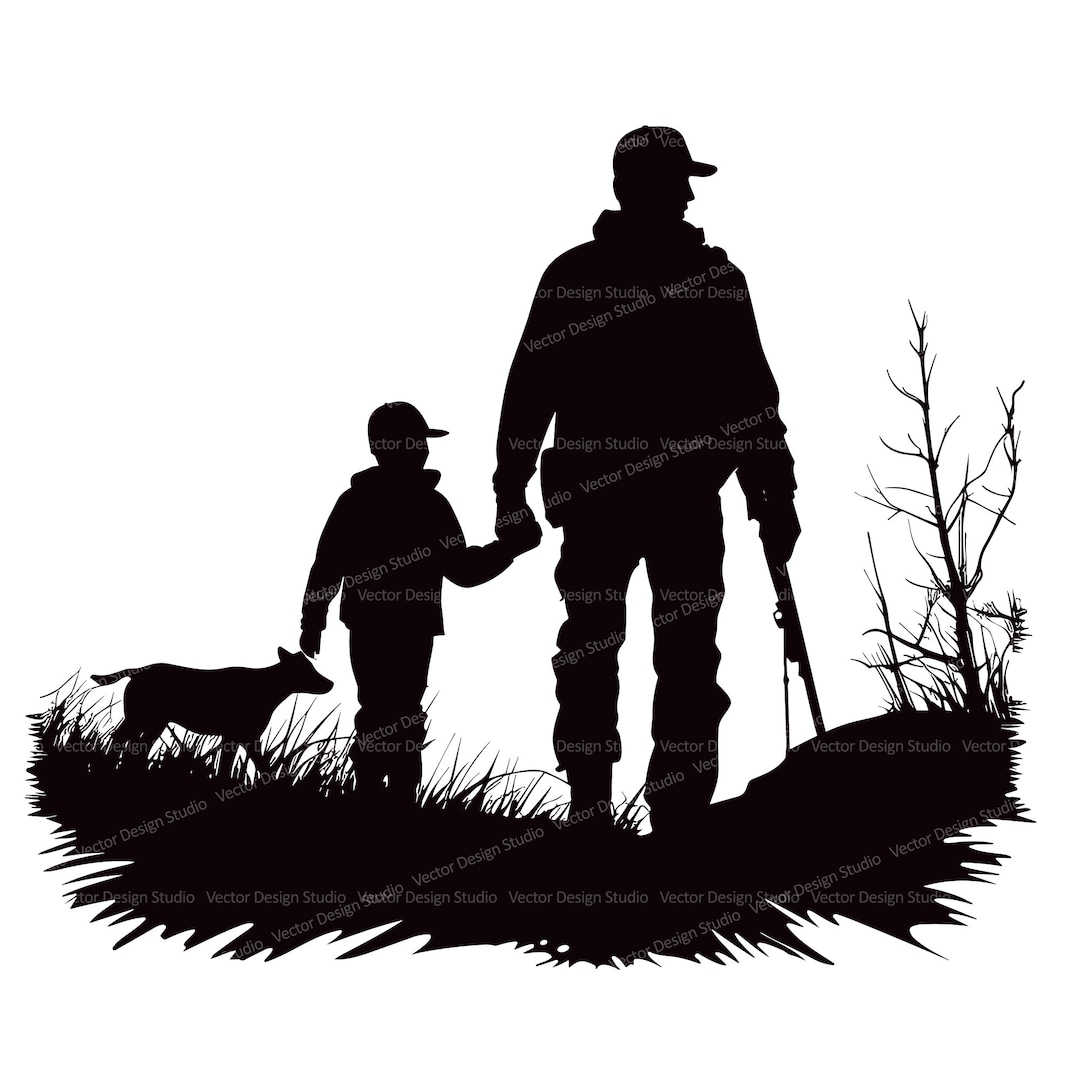 Father Son Hunting SVG & Png File, Hunters Clipart Silhouette, Hunting ...