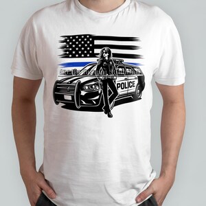 Police Girl Car USA Flag Svg & PNG Files, Patriotic Police Woman ...