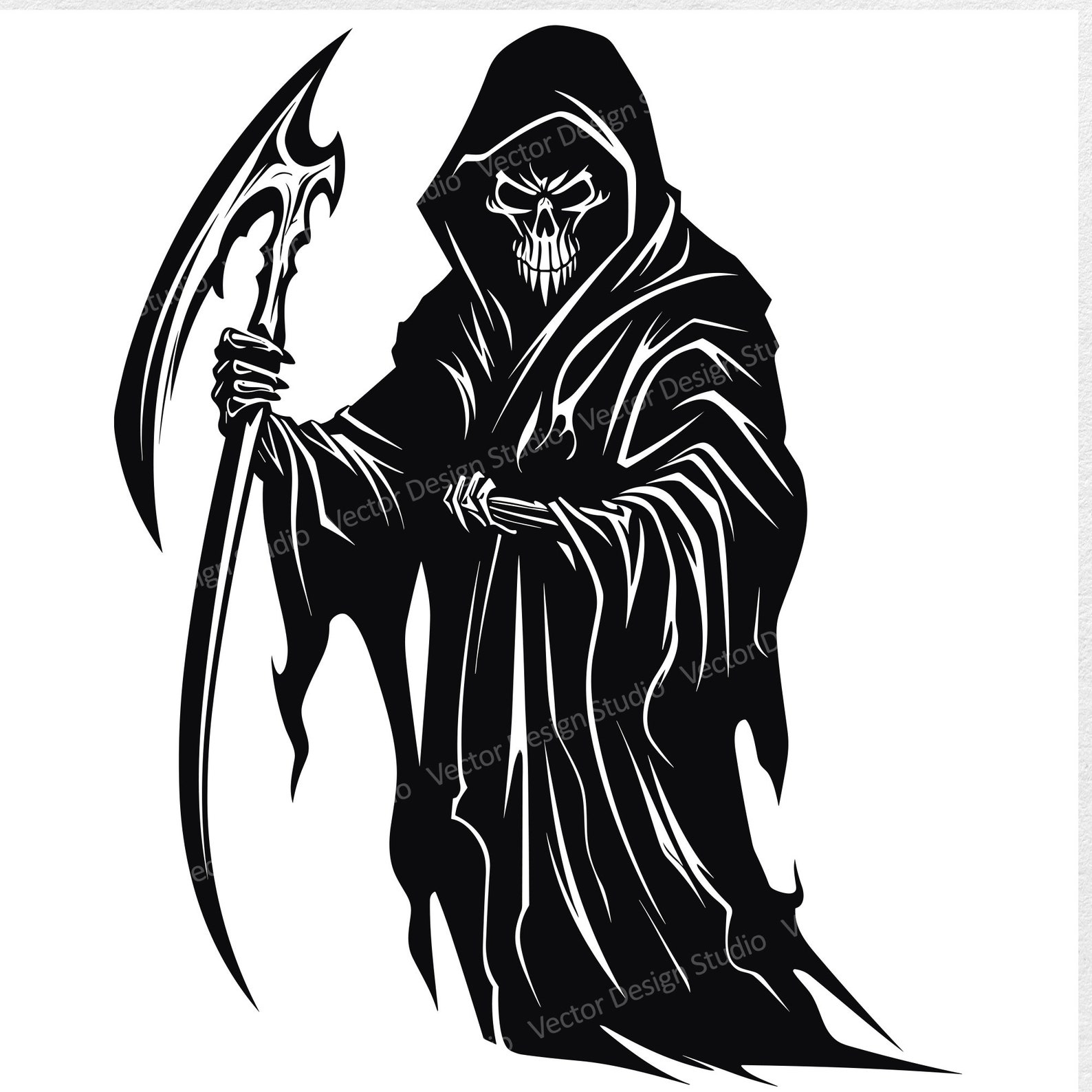 Grim Reaper Svg File Graphic, Grim Reaper Logo Design, Fantasy Horror ...
