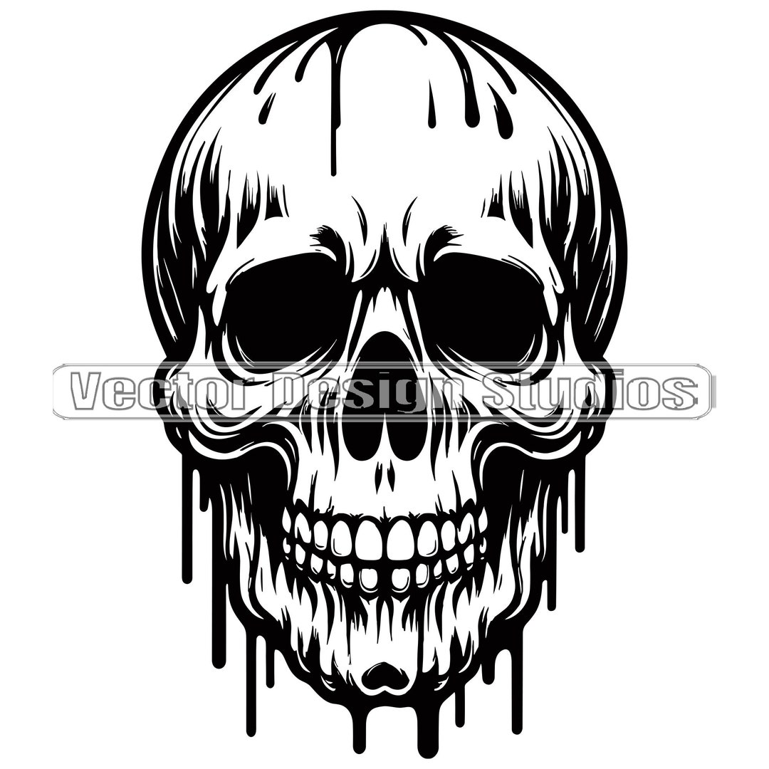 Dripping Skull Svg & PNG Files, Melting Skull Tattoo Clipart ...