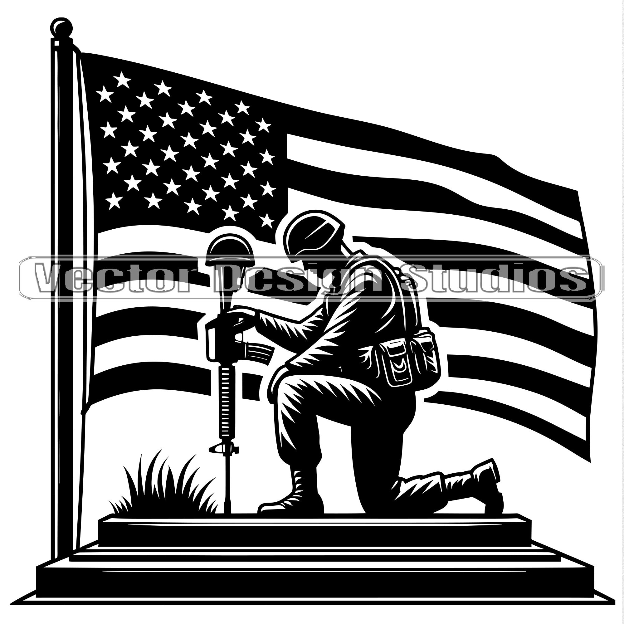 Fallen Soldier Tribute American Flag Svg & PNG File, Patriotic Clipart ...