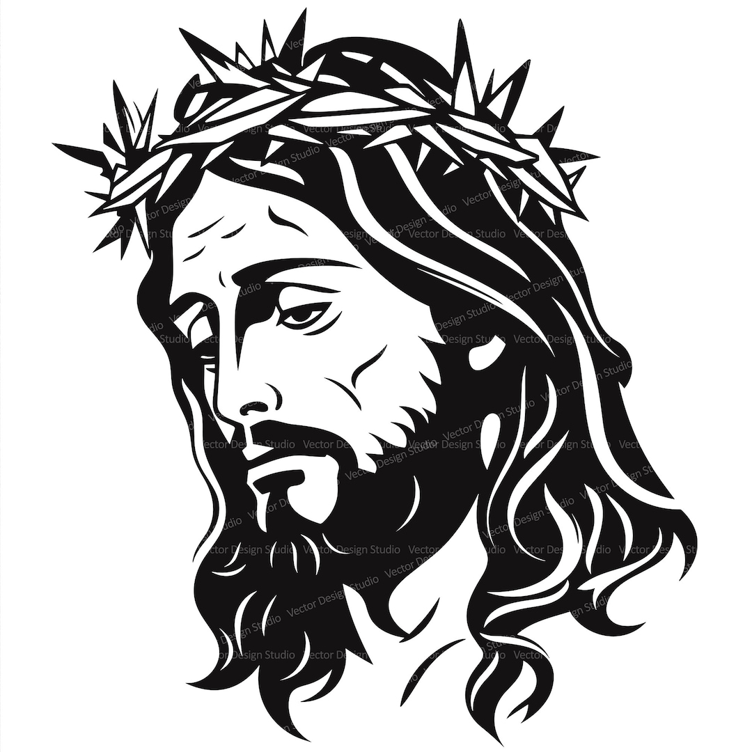 Jesus With Crown Thorns Svg & PNG Files, Easter Clipart Silhouette ...