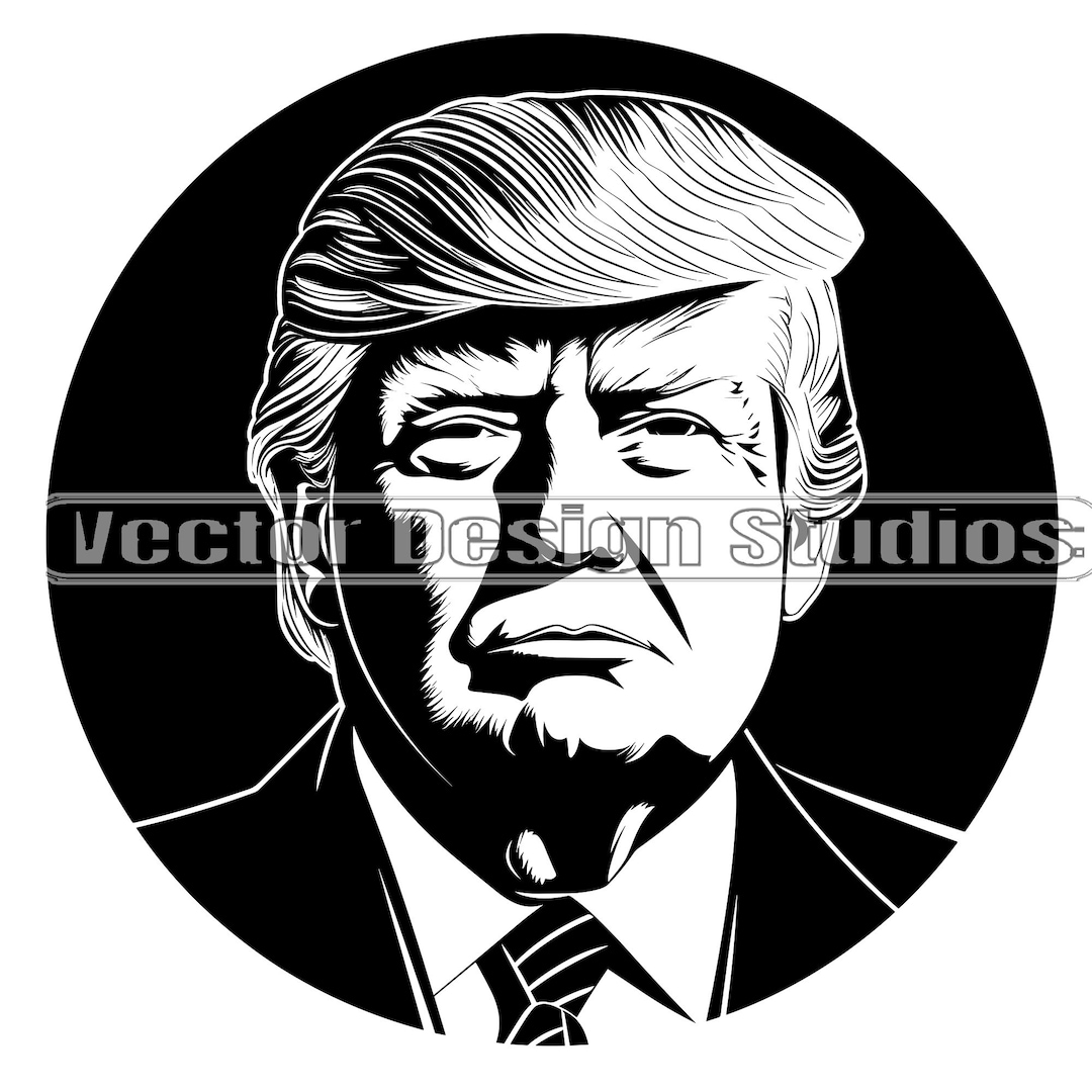Trump Svg & PNG Files, Donald Trump Face Clipart Silhouette Vector ...