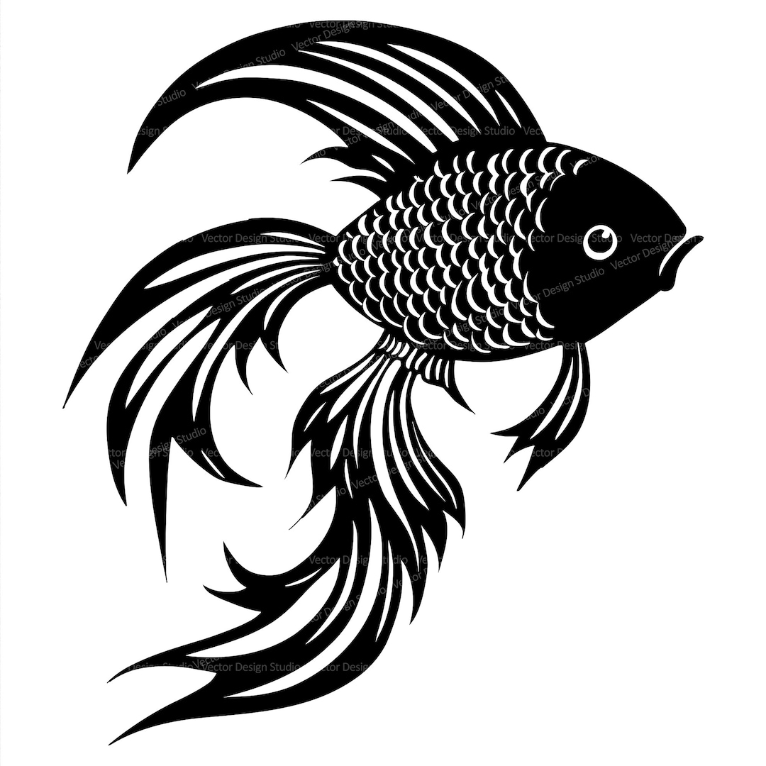 Goldfish Svg & PNG Files, Fancy Tailed Fish Clipart, Silhouette Vector ...