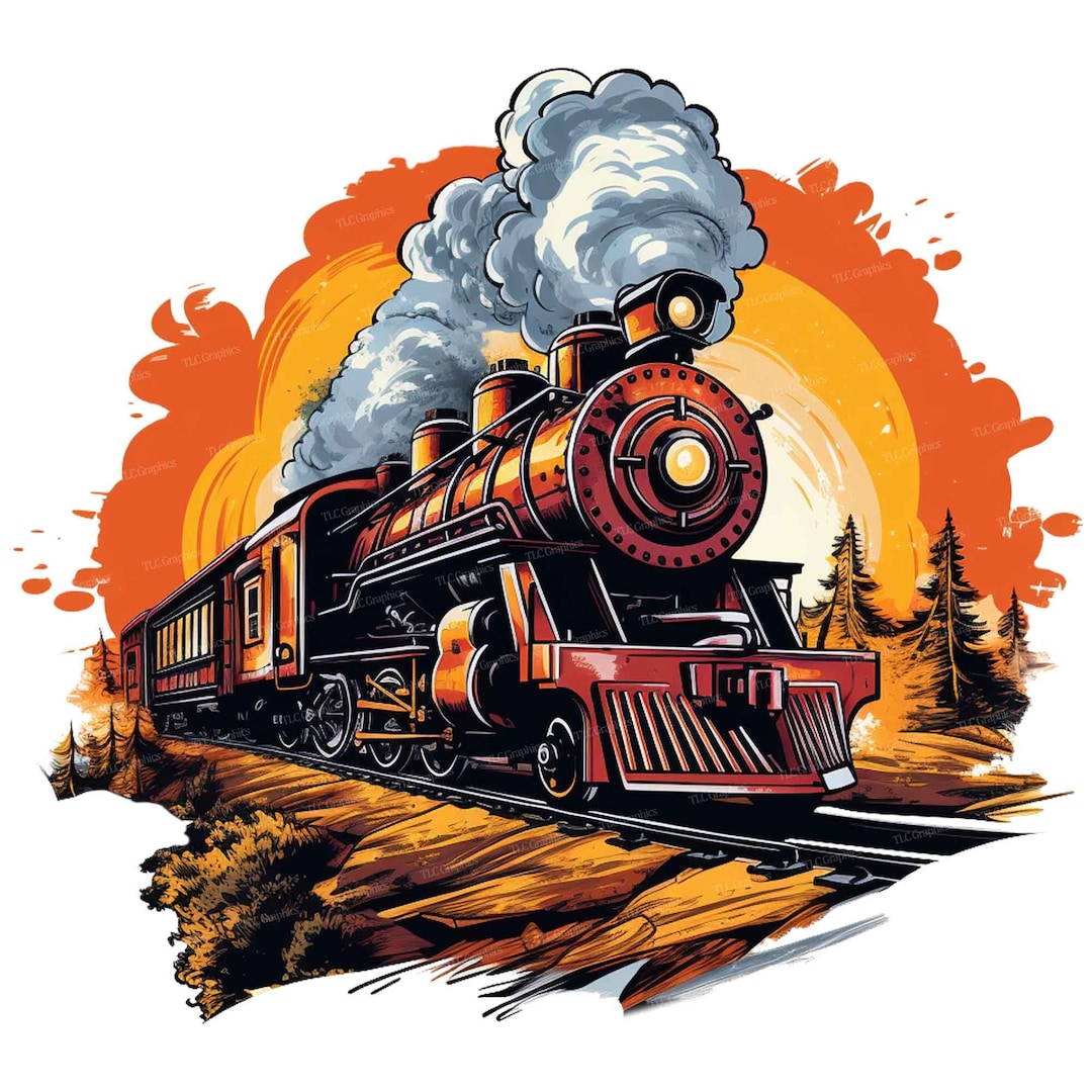 Steam Engine Train Png for Sublimation Download, Locomotive Clipart ...
