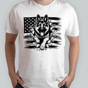 German Shepherd American Flag Svg & PNG File Graphic, Police Dog Vector ...