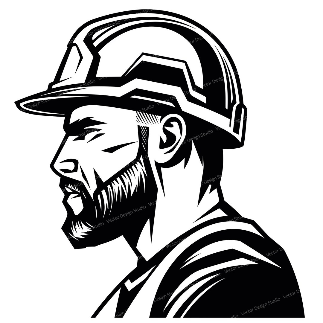 Construction Worker Logo Svg & PNG Files, Builder Hard Hat Silhouette ...