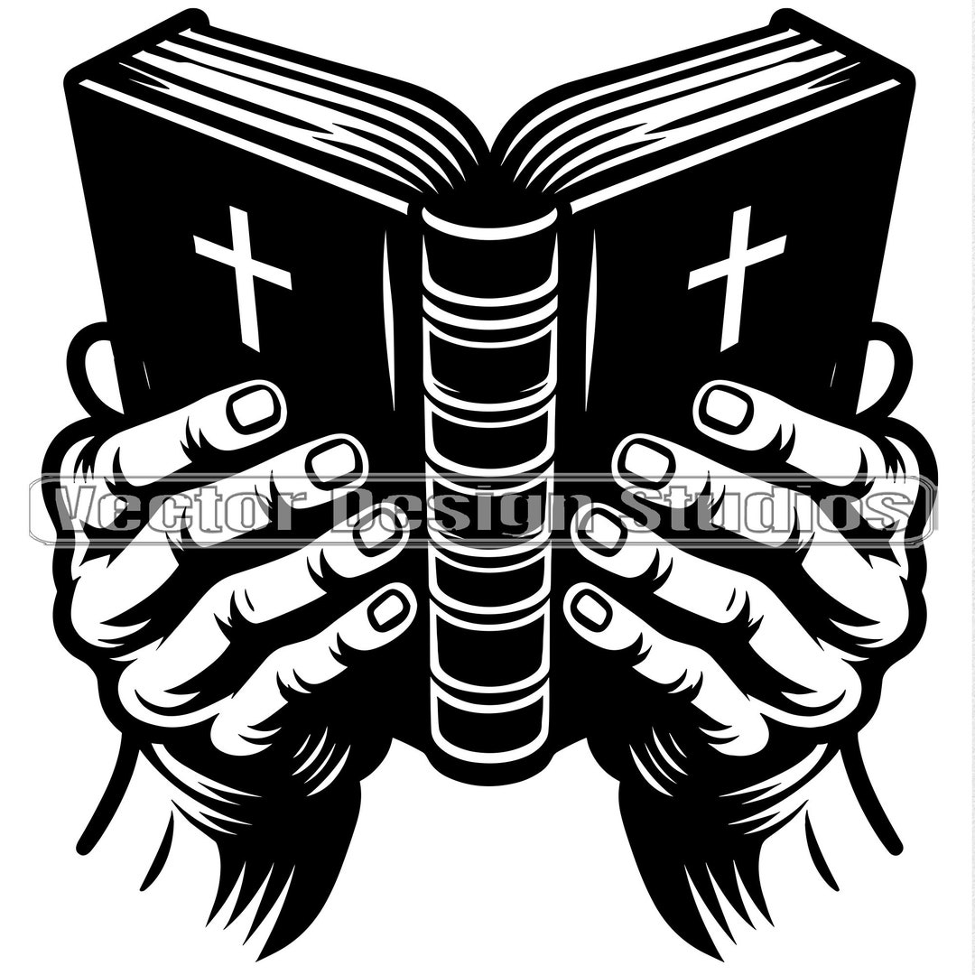 Hands Holding Bible Svg & PNG Files, Christian Clipart Silhouette ...
