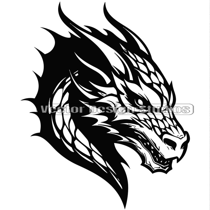 Dragon Head Svg File Graphic, Dragon head logo Diseño imagen vectorial ...