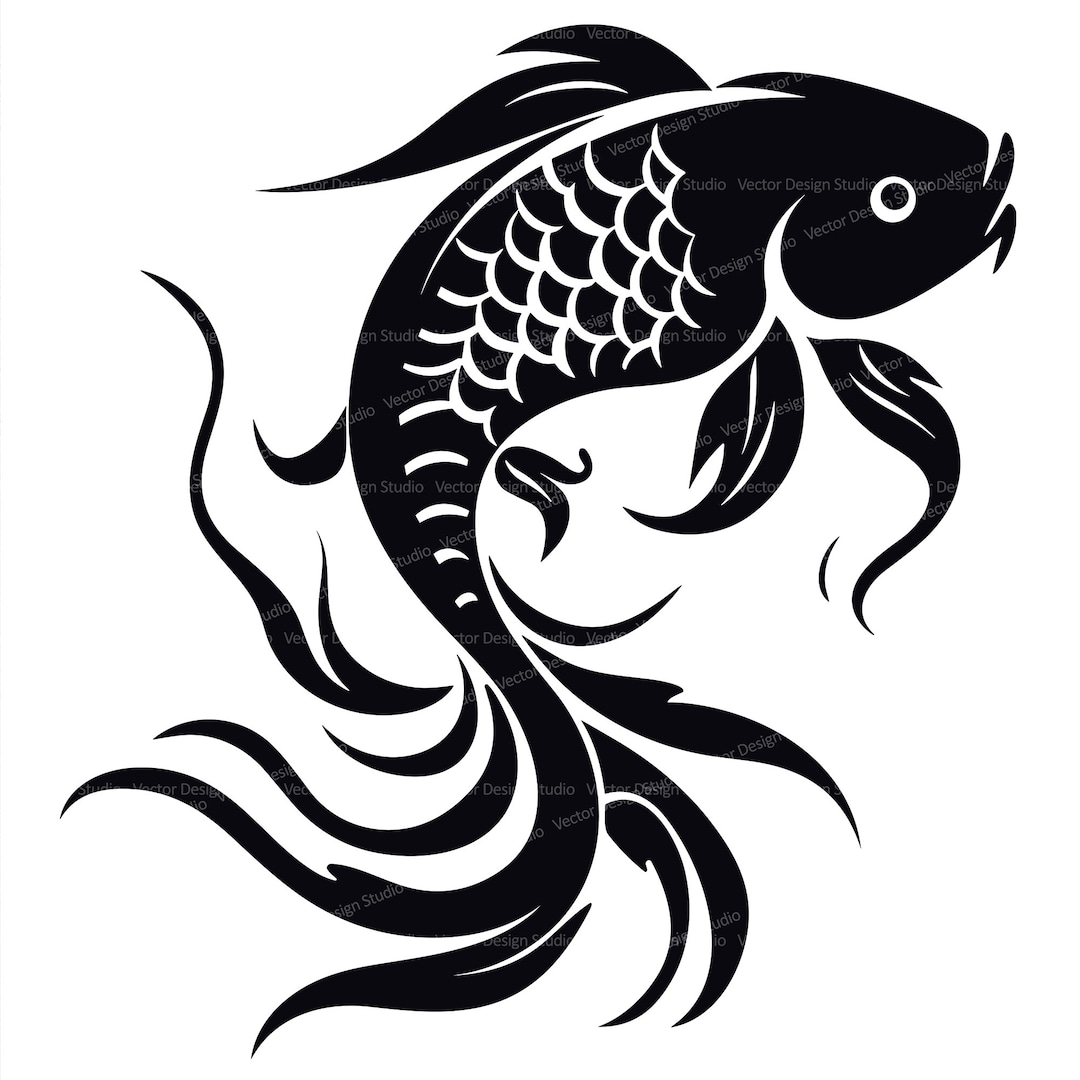 Koi Fish Svg & PNG Files, Japanese Kio Clipart, Silhouette Vector Image ...