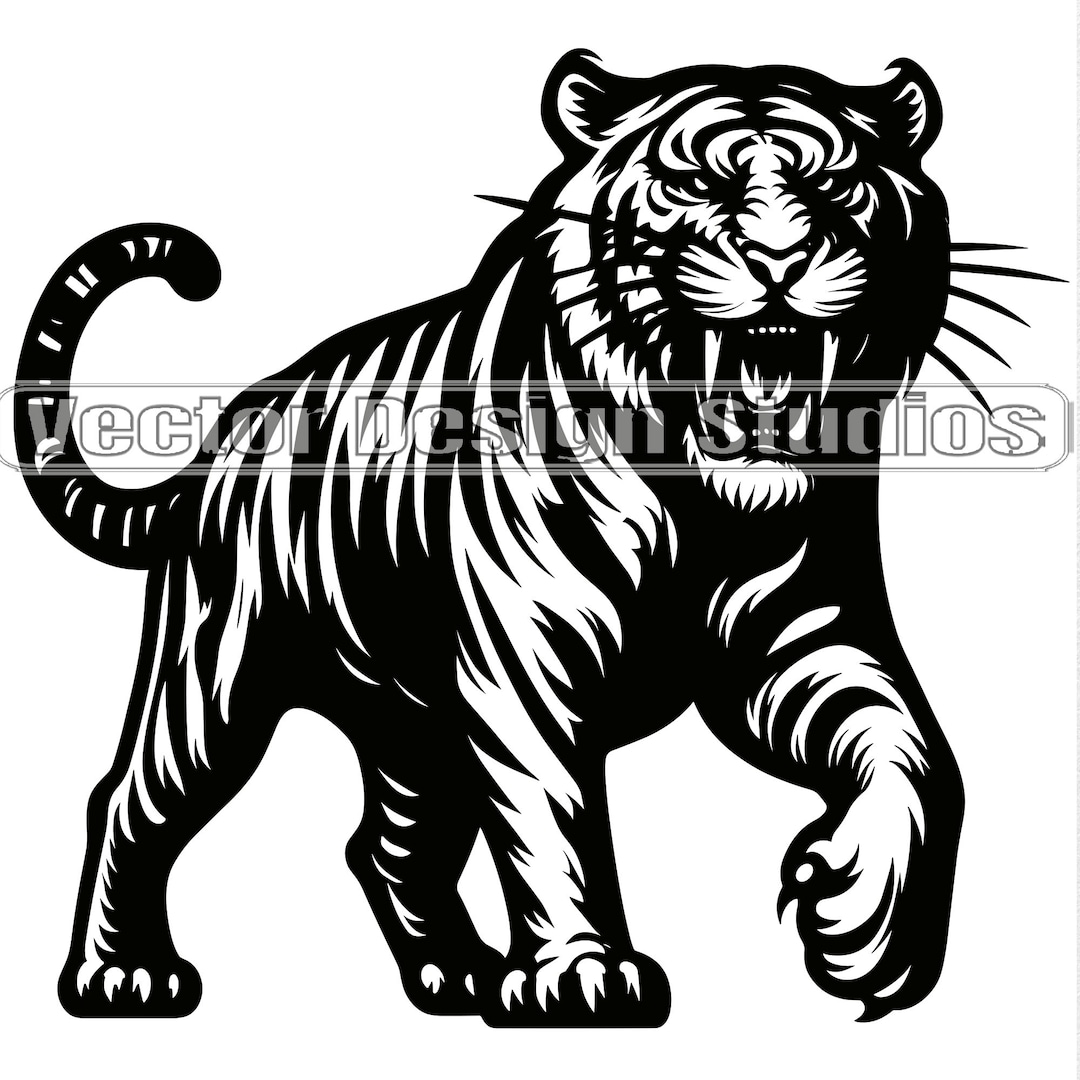 Full Body Tiger Svg & PNG Files, Safari Animals Clipart Silhouette ...