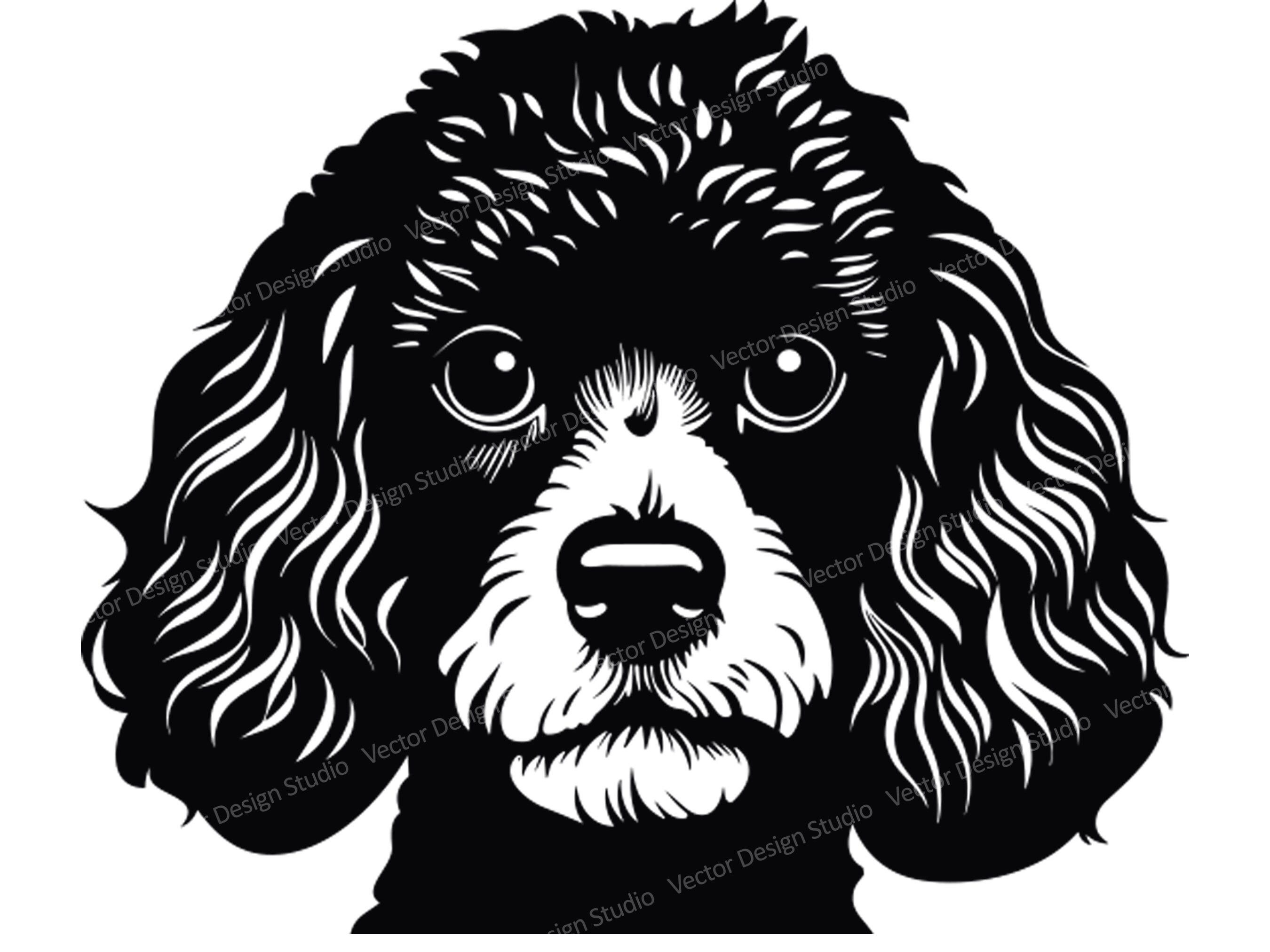 Pudel Kopf SVG Datei - Pudel Vektor Bilder Clipart Hund SVG Bild für ...
