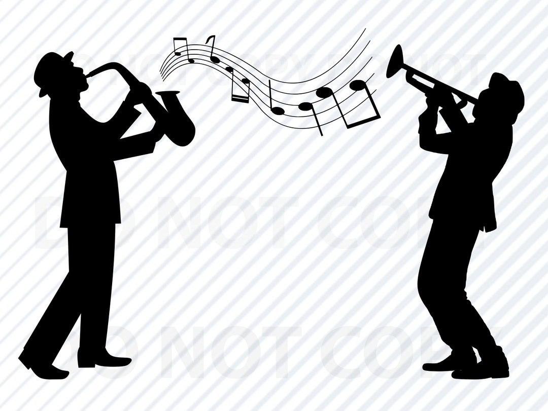 Jazz Band SVG Files Silhouette -clipart - Saxophone SVG Image - Musical ...