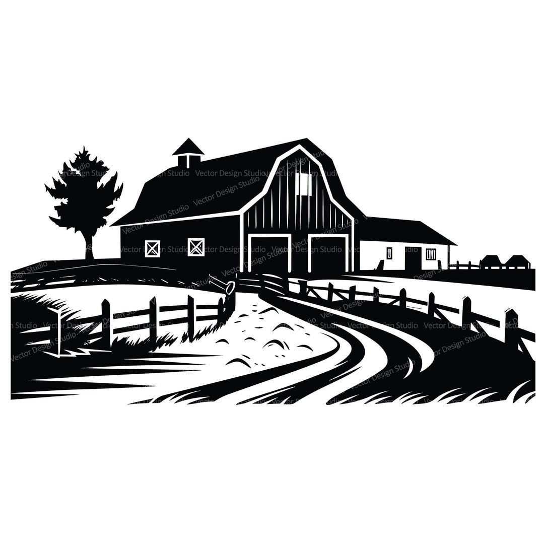 Old Farm Barn Svg & PNG Files, Farm Illustration Silhouette Clipart ...