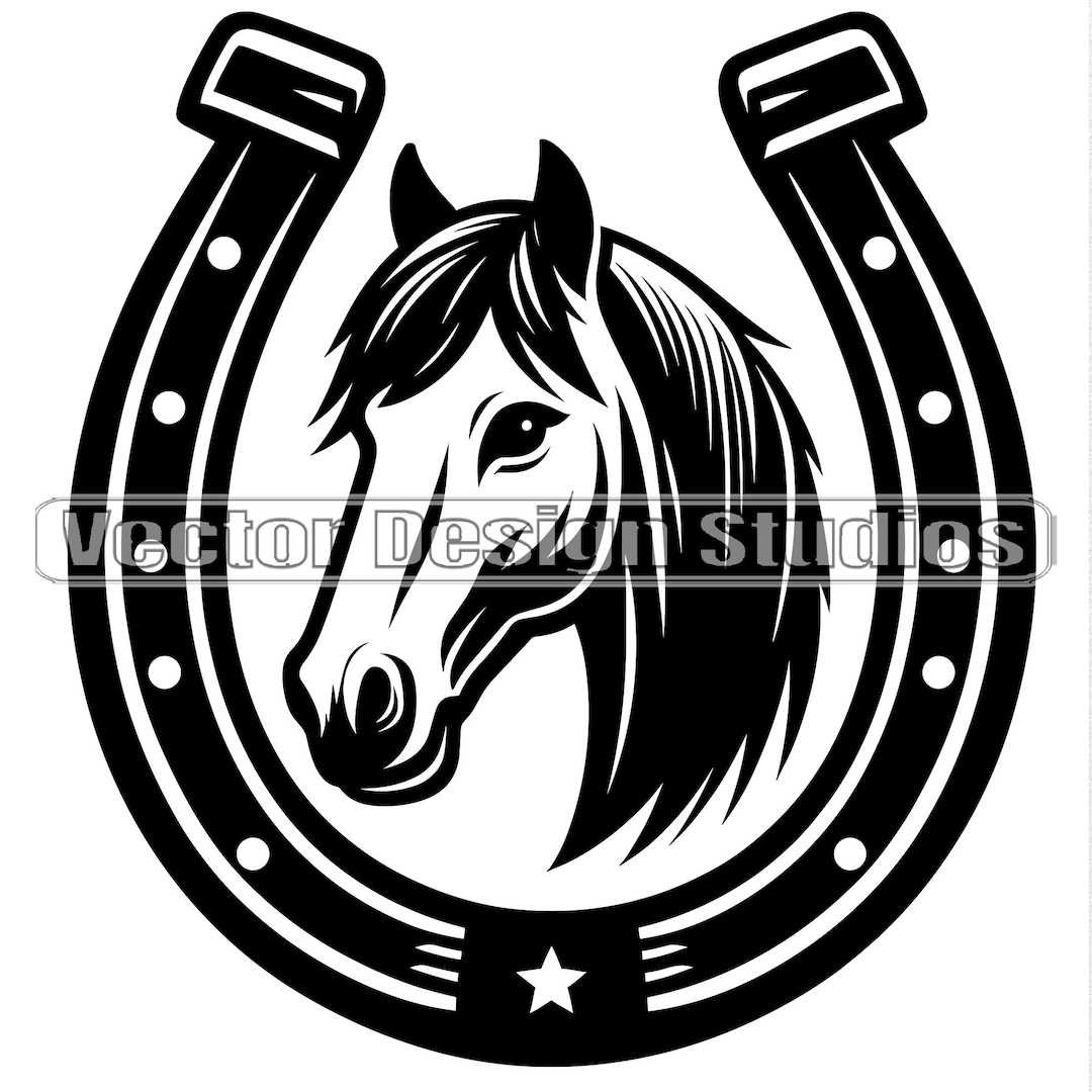 Horse Svg & PNG Files, Horse With Horseshoe Clipart, Animal Vector ...