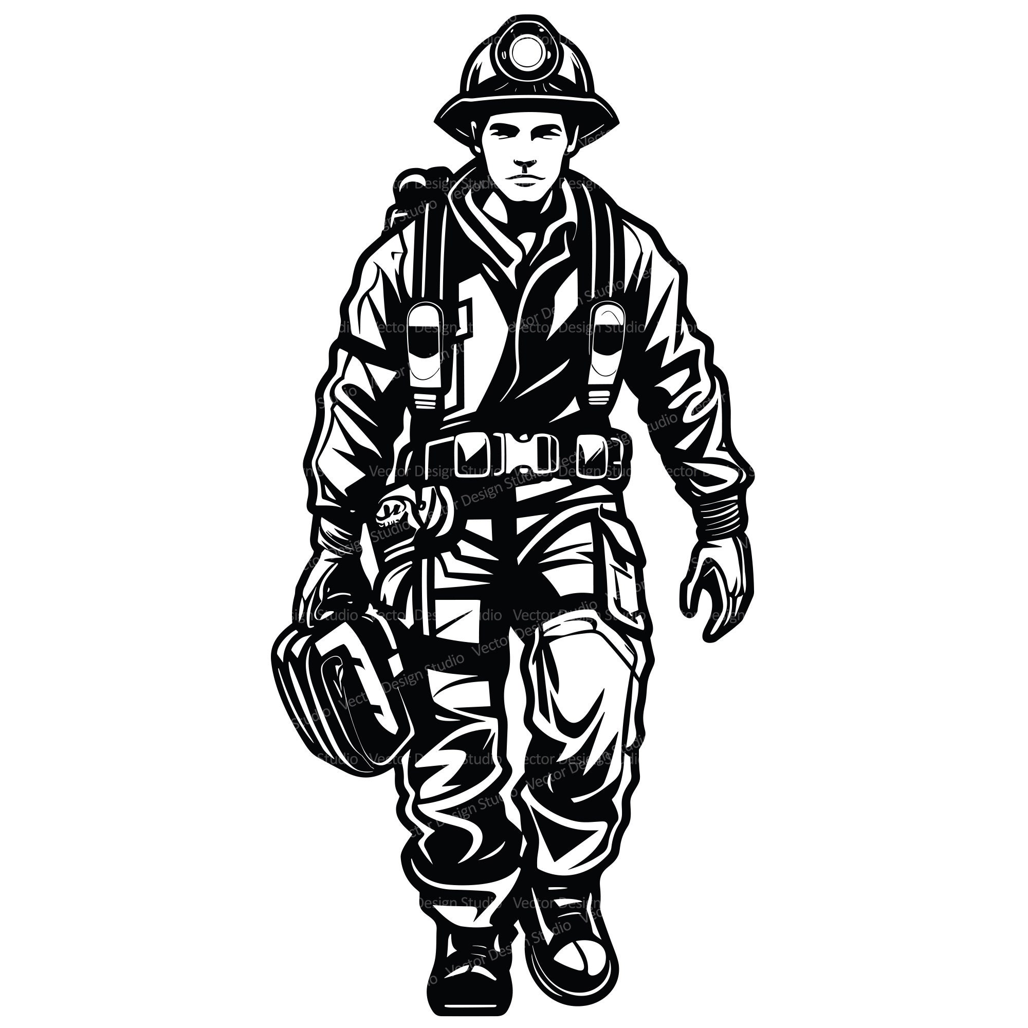 Fireman Clipart Black And White