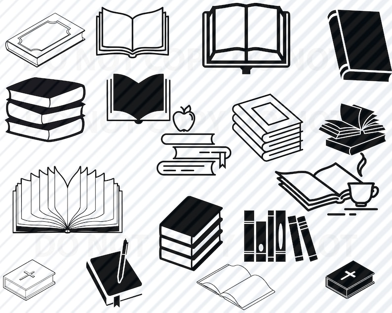 Livre SVG Bundle livres Vector Images Silhouette Clip Art lecture ...