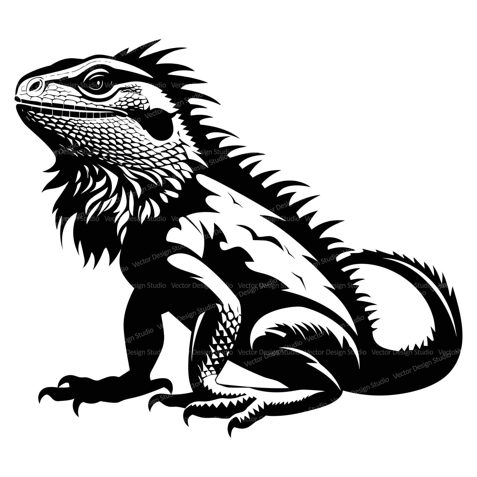 Bearded Dragon Svg & PNG Files, Reptile Lizard Clipart Silhouette ...