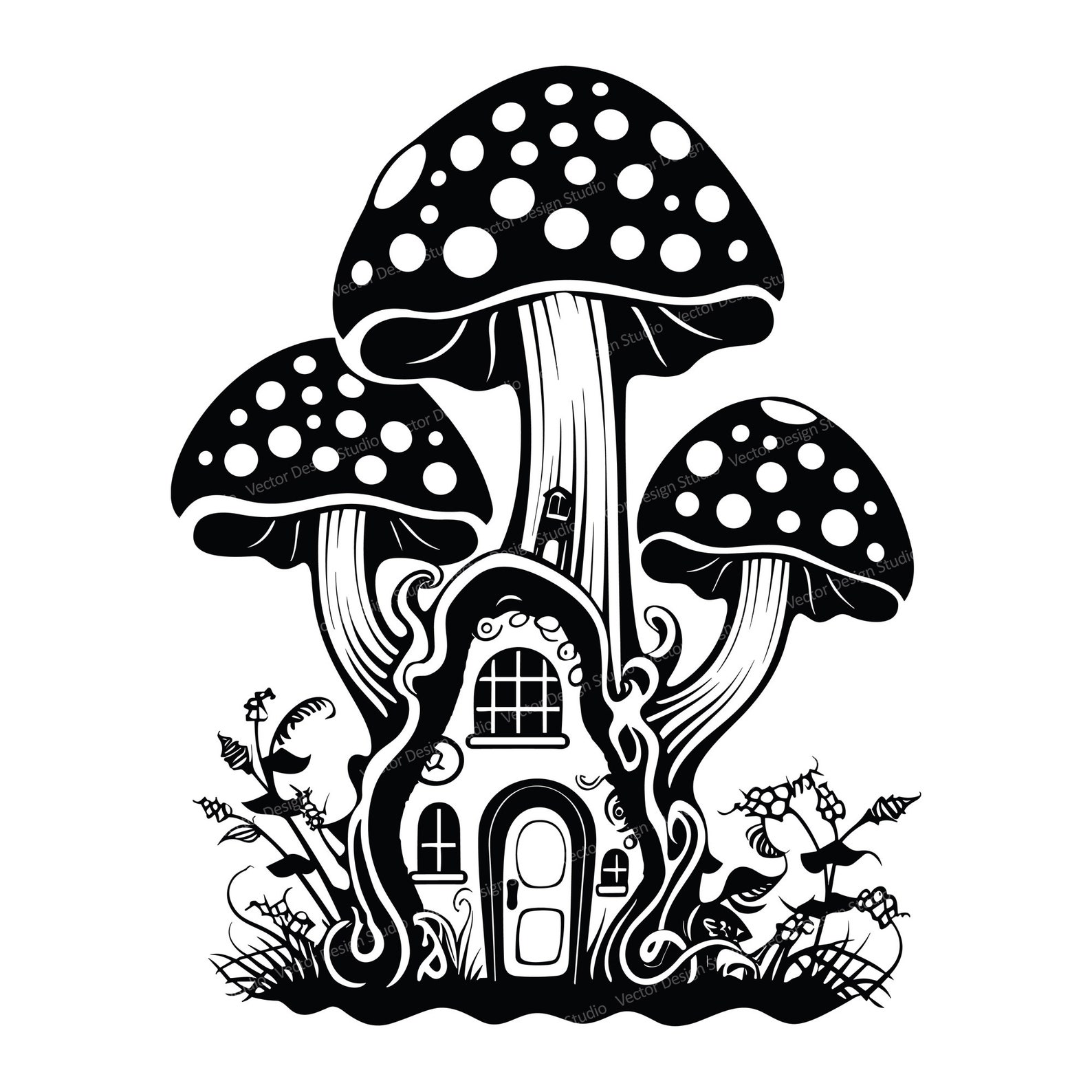 Fairy Mushroom House Vector Clipart, SVG PNG Cut Files - Etsy