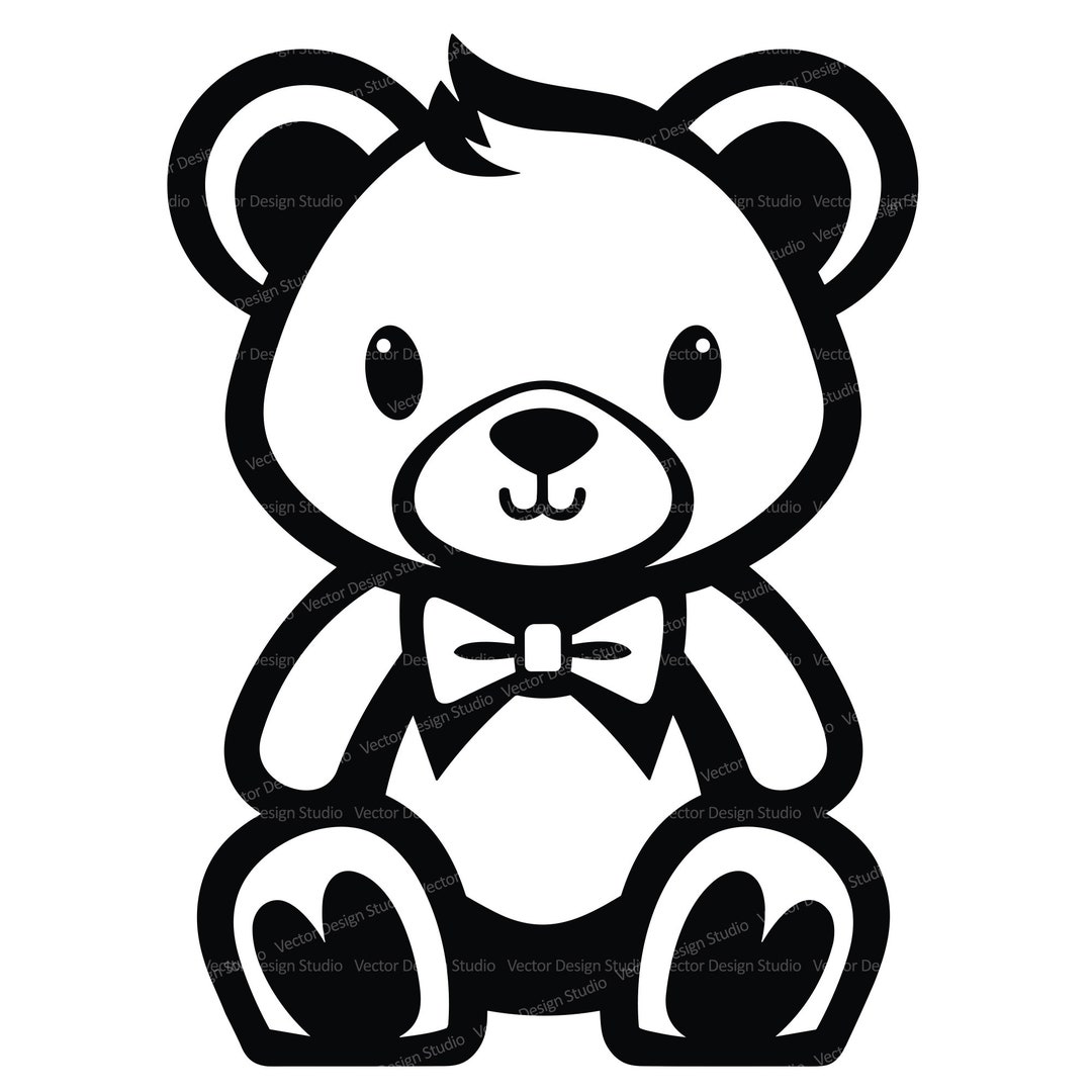 Cute Teddy Bear Svg & PNG Files, Kids Bear Logo Silhouette Vector Image ...