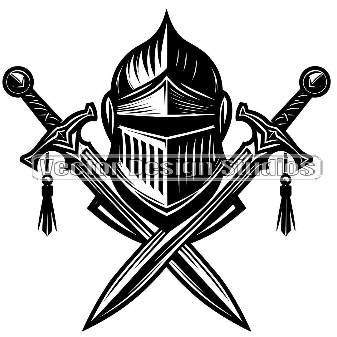 Knight Helmet Sword Svg & PNG Files, Knight Logo Design Clipart ...