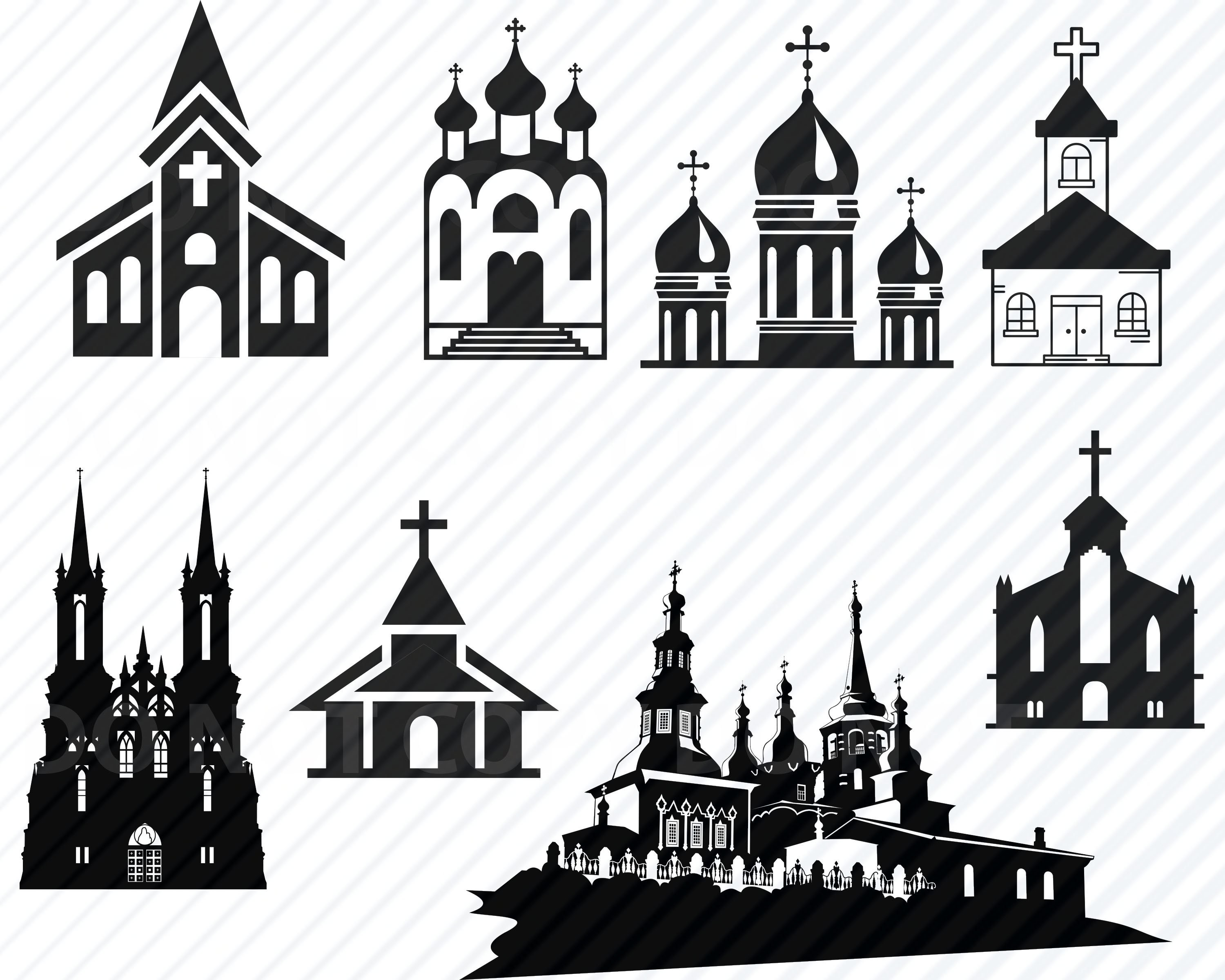 Church SVG Bundle Christian Vector Images Silhouette Clip - Etsy